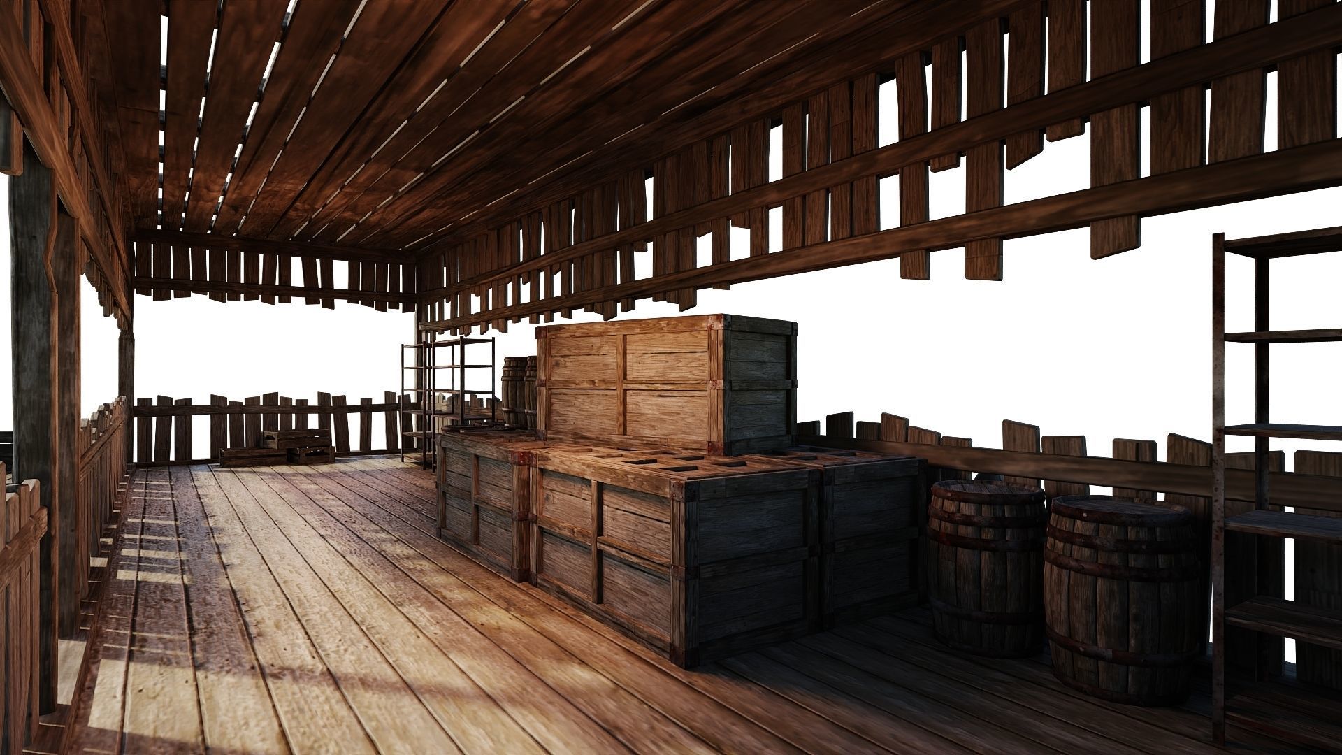 3D model Old Wooden Storage Building 4K Textures GameReady 83 VR / AR ...