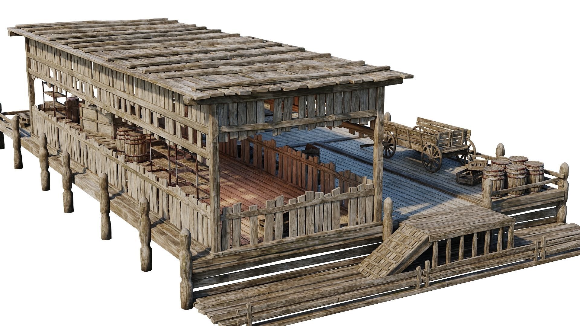 3D model Old Wooden Storage Building 4K Textures GameReady 83 VR / AR ...