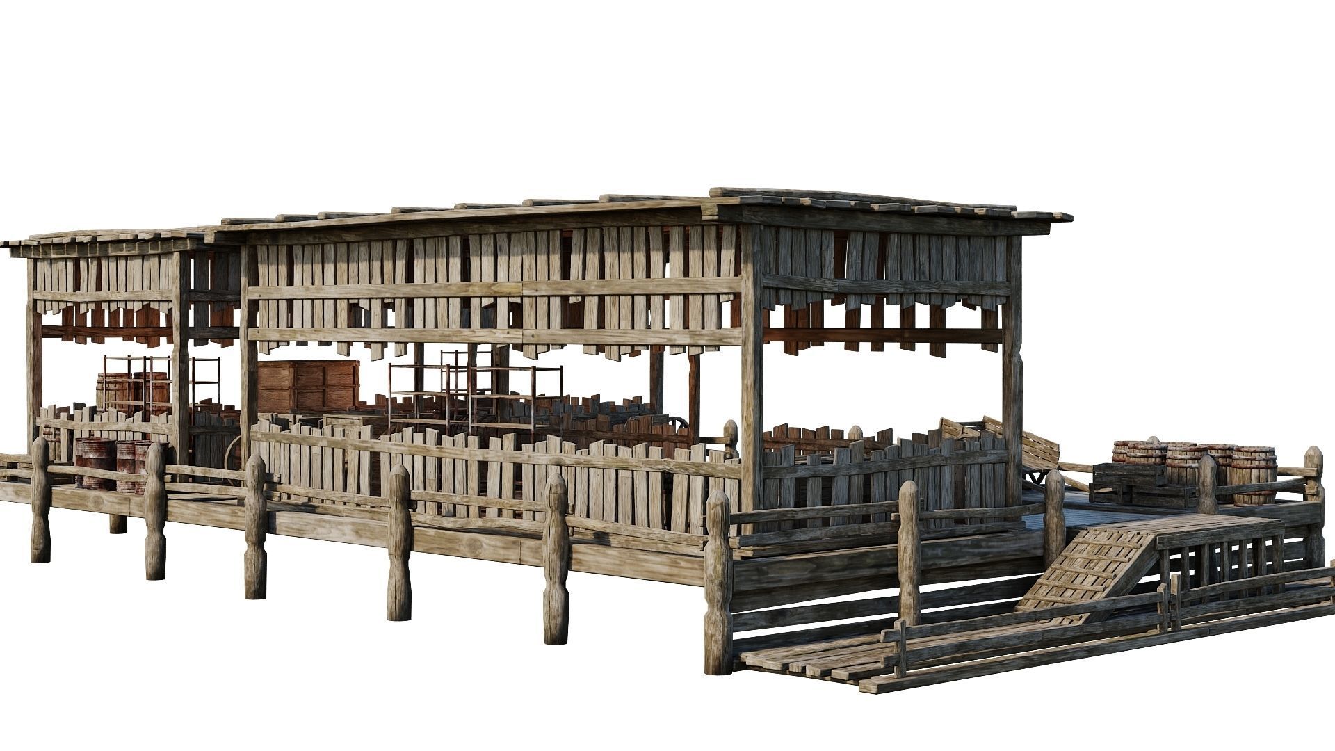 3D model Old Wooden Storage Building 4K Textures GameReady 84 VR / AR ...