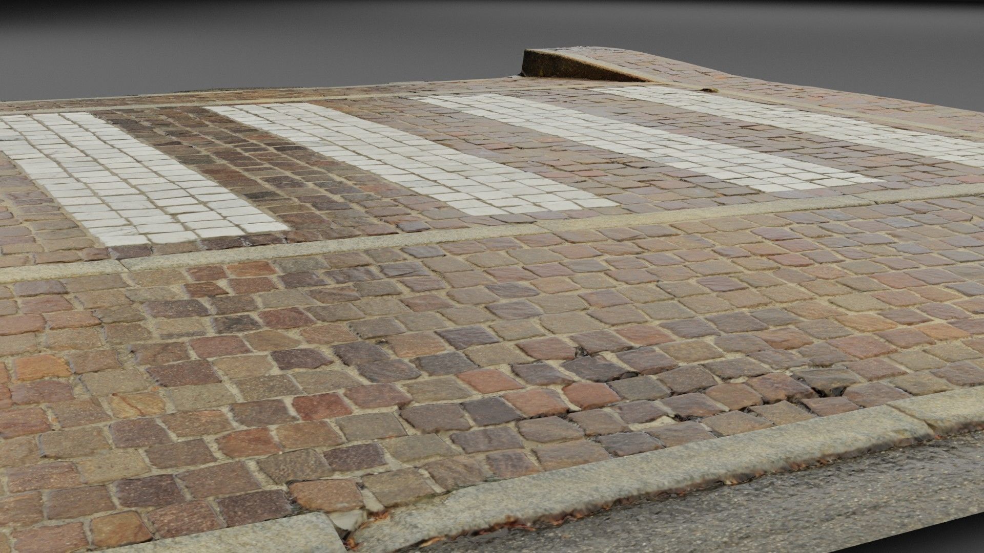Pedestrian crossing cobblestones mid-poly 3D model | CGTrader