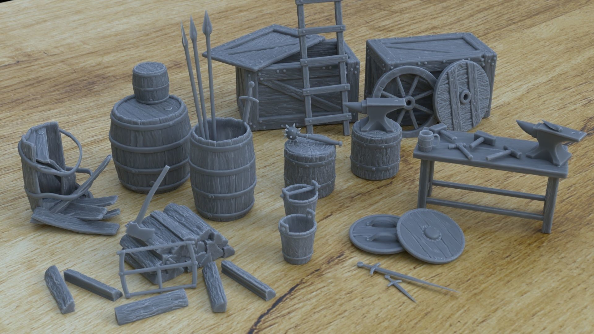 BLACKSMITH PROPS FOR DIORAMA TABLETOP 1-35 SUPPORTED STL 3D model 3D printable | CGTrader