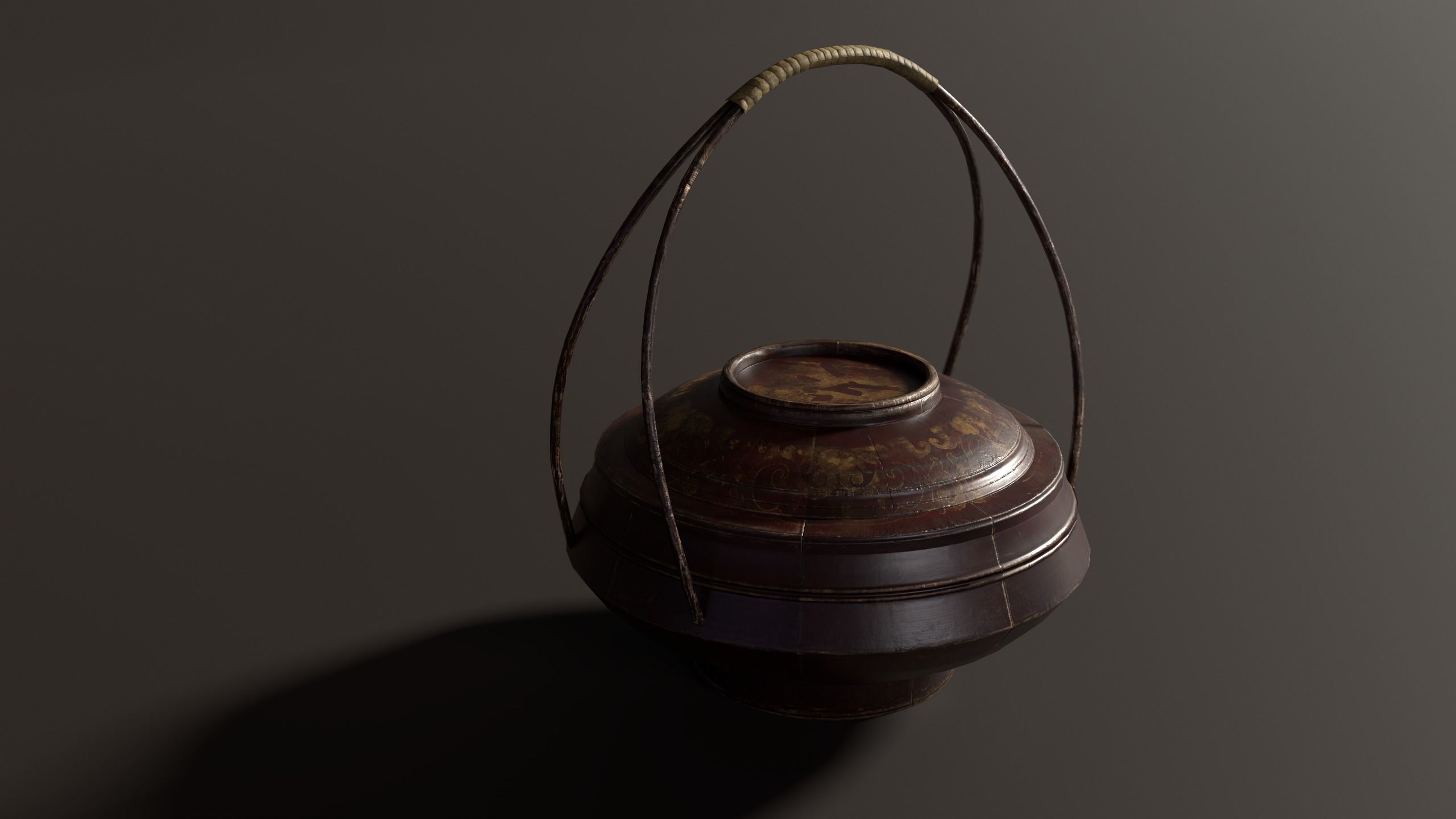 3D model 3D Antique Chinese Wooden Grain Rice Basket VR / AR / low-poly ...