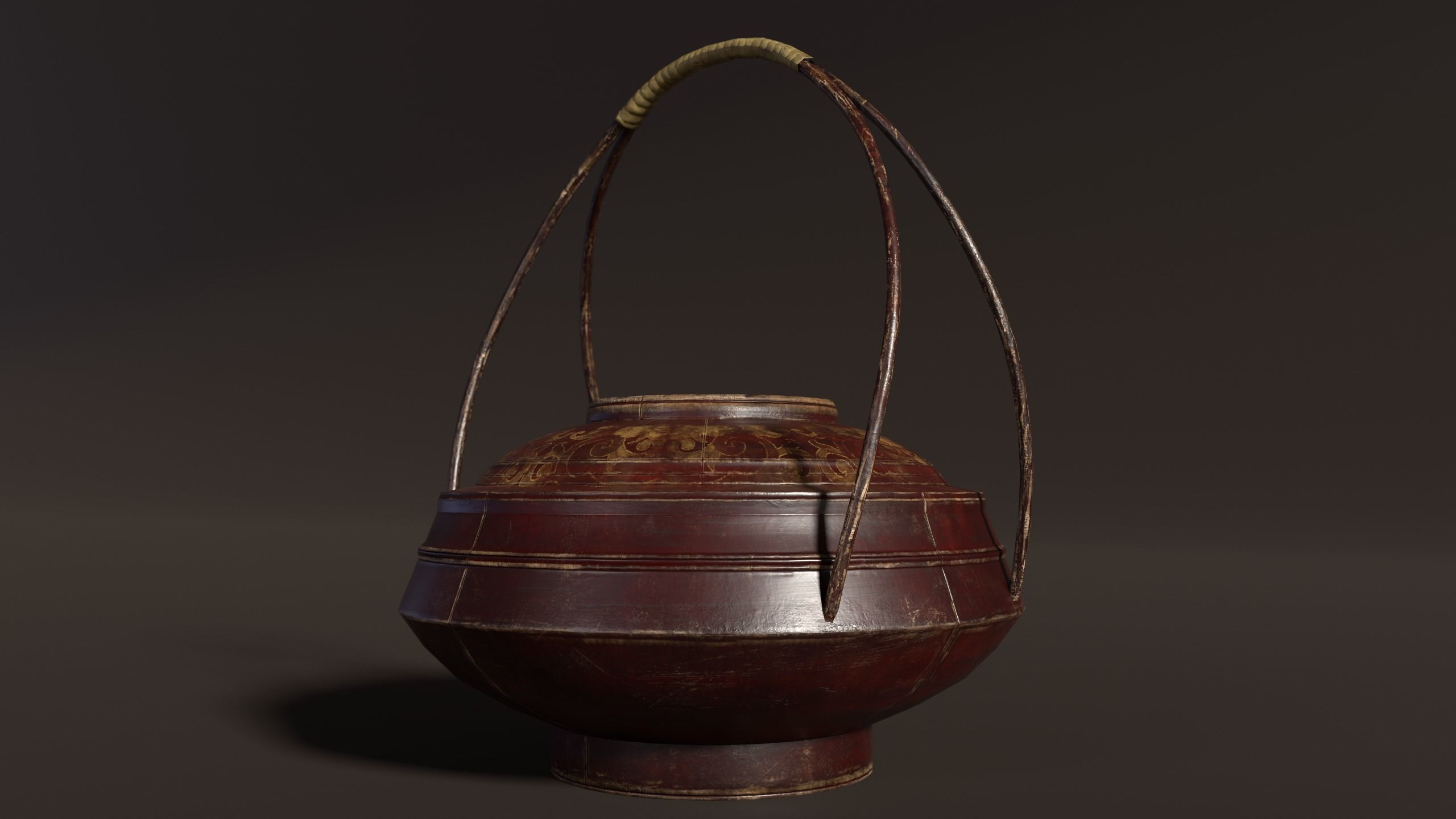 3D model 3D Antique Chinese Wooden Grain Rice Basket VR / AR / low-poly ...