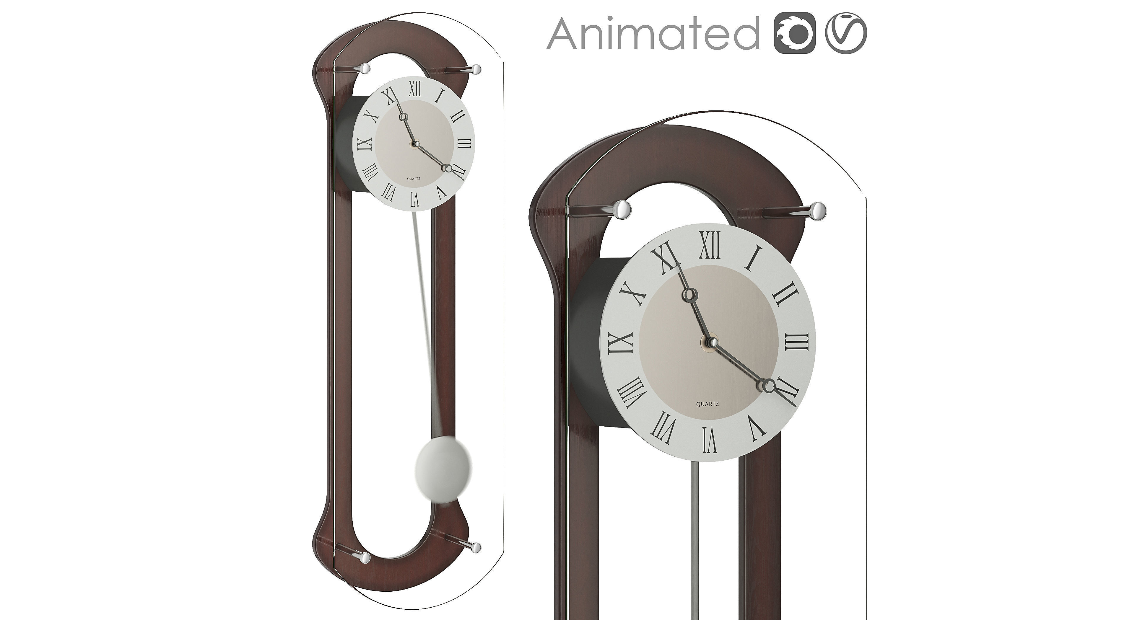 Classic wall clock with pendulum 3D model animated | CGTrader
