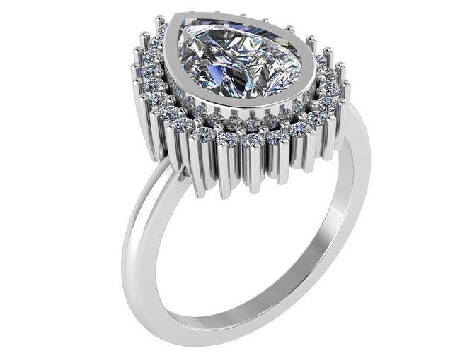 Pear Cluster Diamond Ring 0608 3D model 3D printable | CGTrader