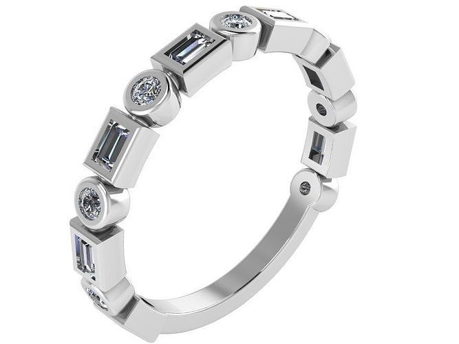 Rectangle Round Diamond Ring 0611 3D model 3D printable | CGTrader