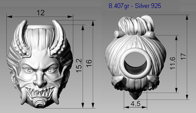 Japanese demon head bead 3d model for 3d printing 3D print model 3D ...