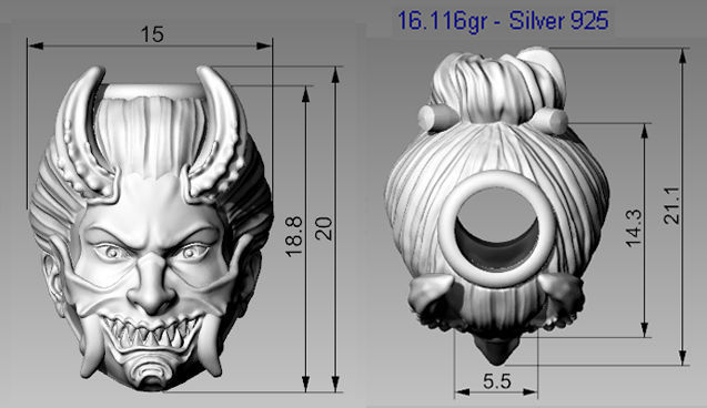 Japanese demon head bead 3d model for 3d printing 3D print model 3D ...