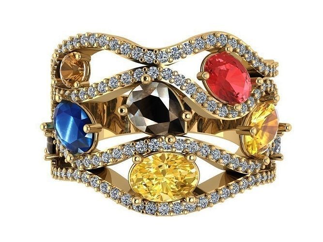Color Stone Ring 581 3D model 3D printable | CGTrader