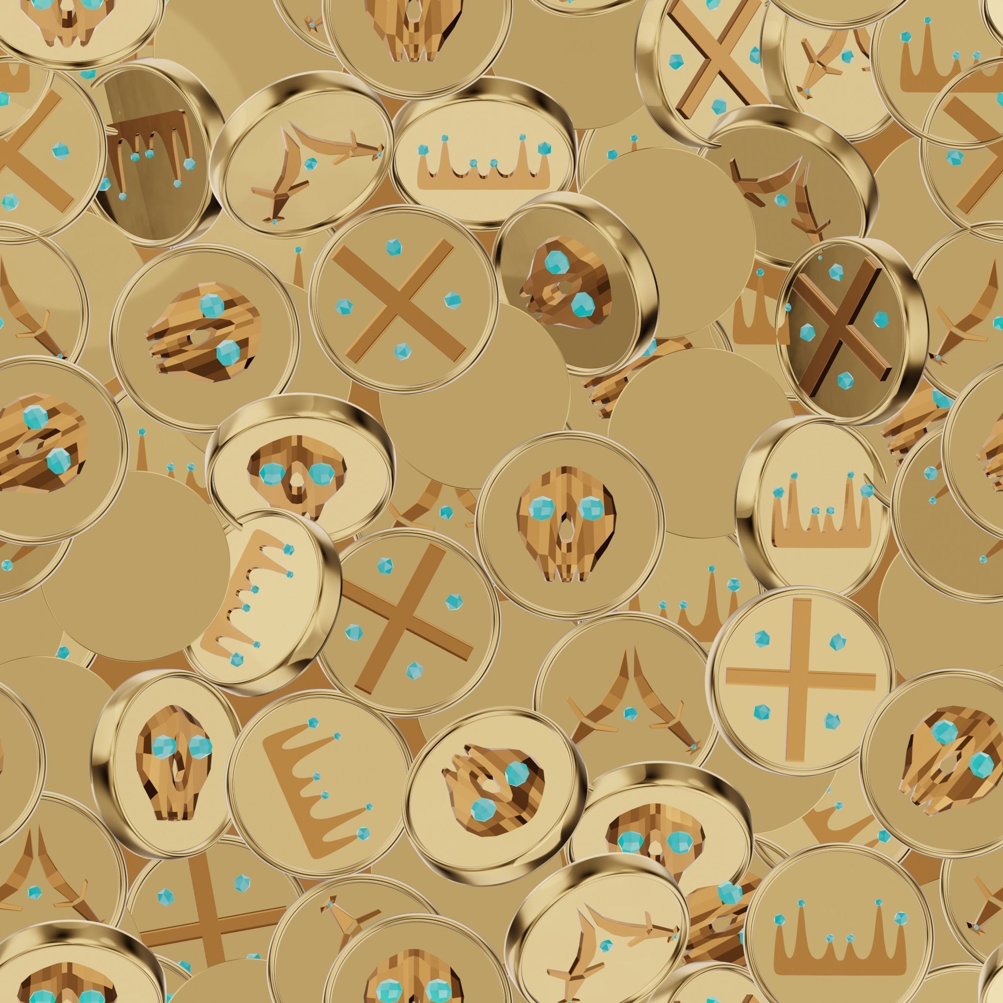 Handpaint gold coins seamless texture Texture | CGTrader