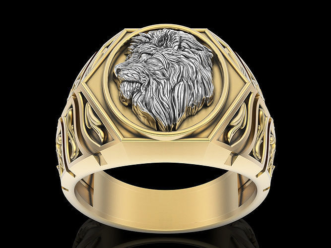 Lion ring silver gold jewelry printable 3D model 3D model 3D printable ...