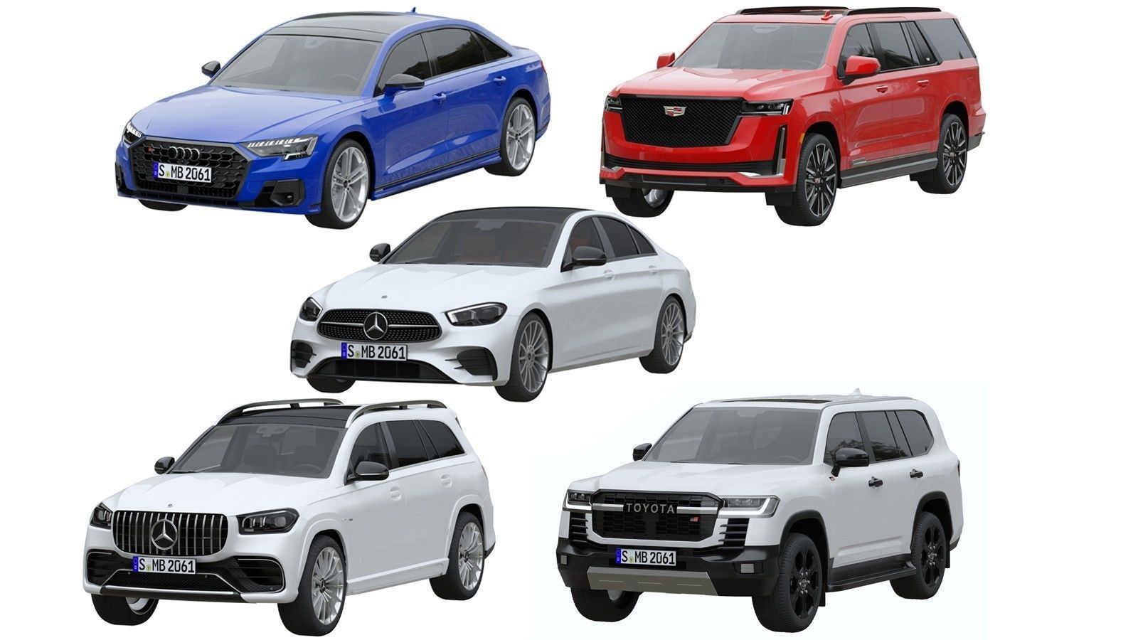 5 cars 3D Model Collection | CGTrader