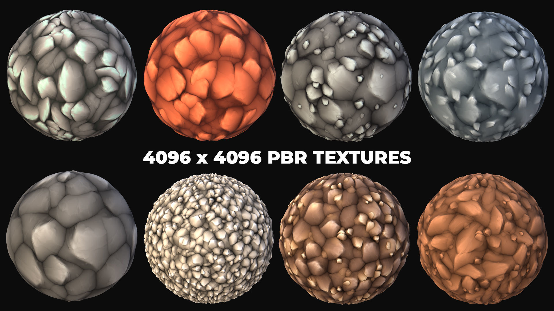 8 Stylized and Seamless Rocks and Stone PBR Materials - Set 2 Texture ...