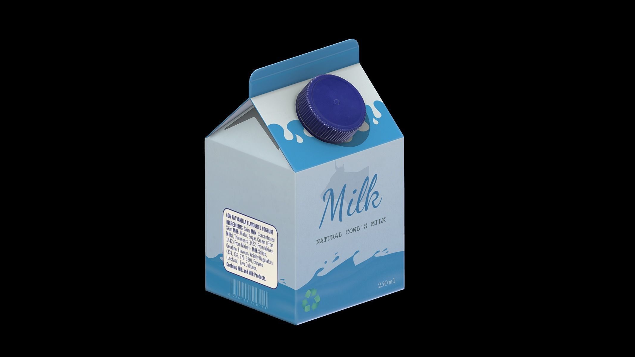 3D model Supermarket Milk Carton 01 Low Poly PBR Realistic VR / AR ...