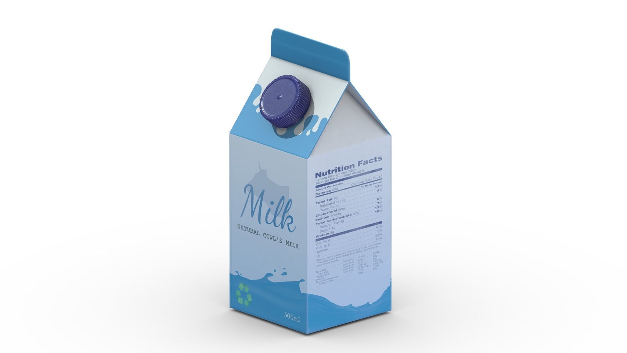 3D model Supermarket Milk Carton 02 Low Poly PBR Realistic VR / AR ...