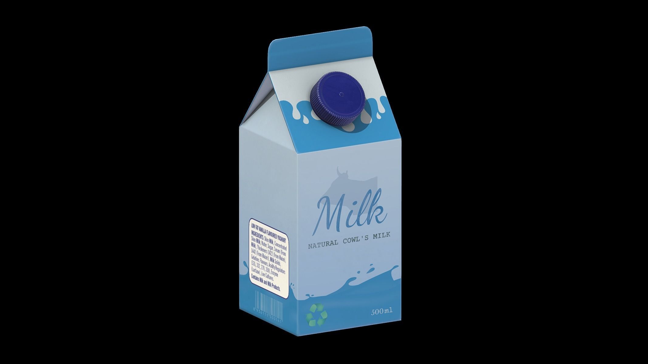 3D model Supermarket Milk Carton 02 Low Poly PBR Realistic VR / AR ...