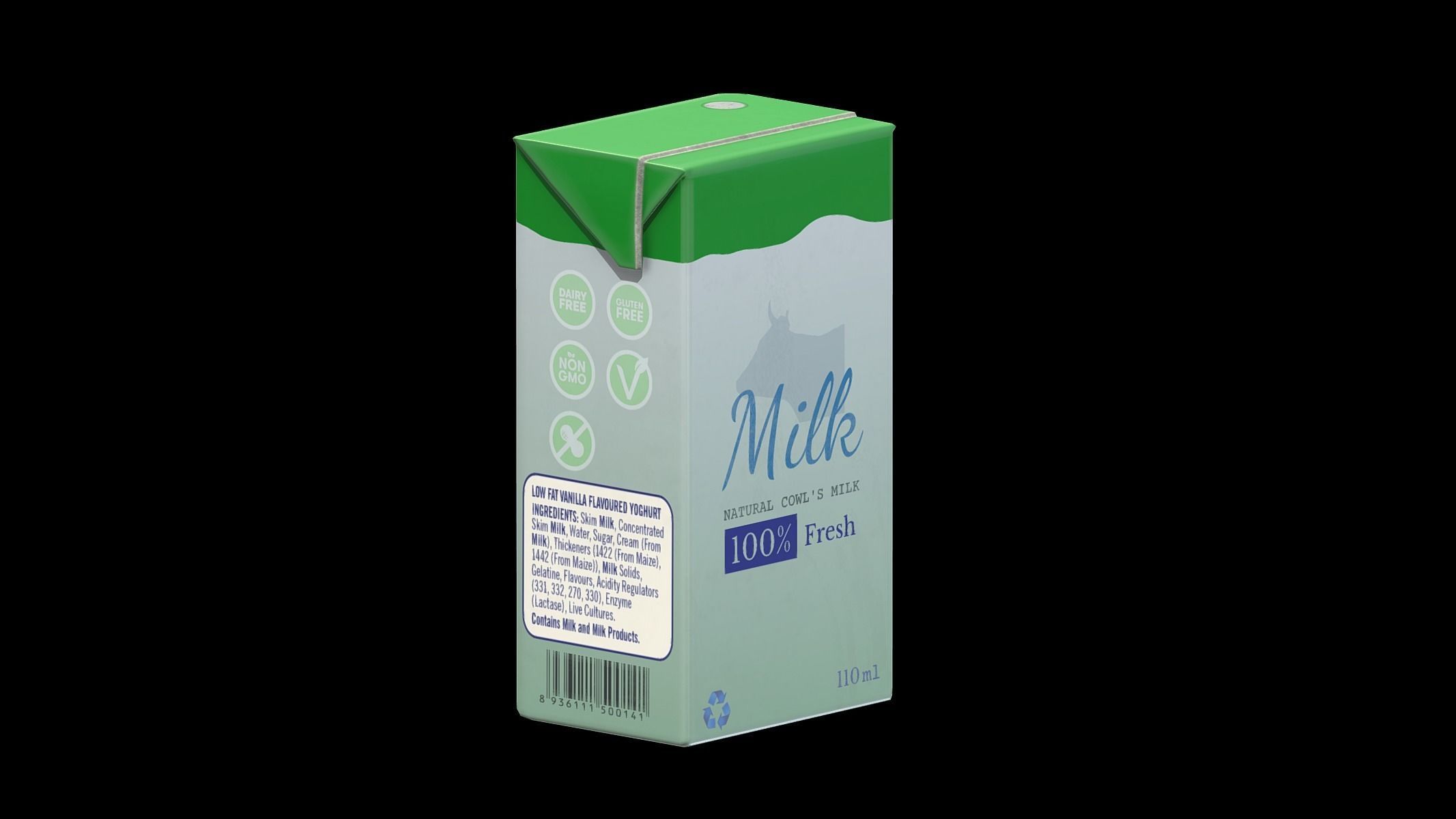 3D model Supermarket Milk Carton 04 Low Poly PBR Realistic VR / AR ...