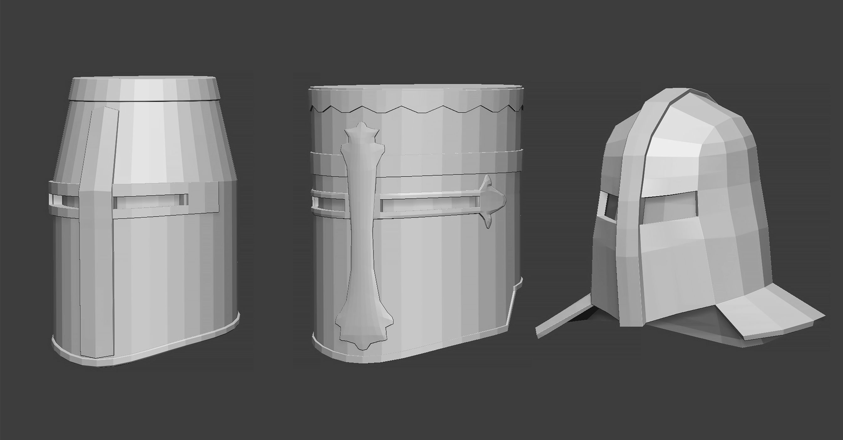 30 Low poly medieval fantasy helmets base mesh shapes IMM brush 3D ...