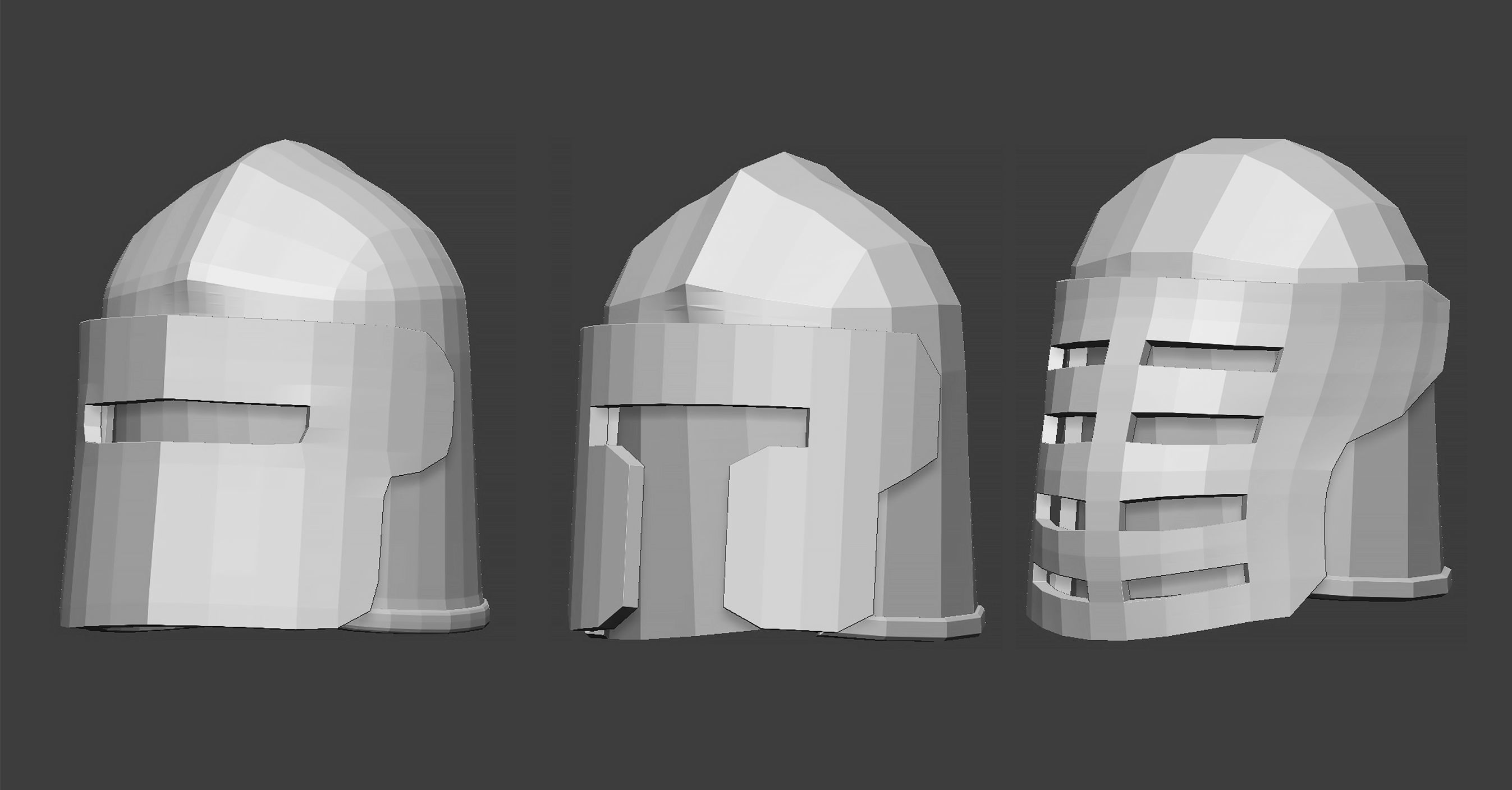 30 Low poly medieval fantasy helmets base mesh shapes IMM brush 3D ...
