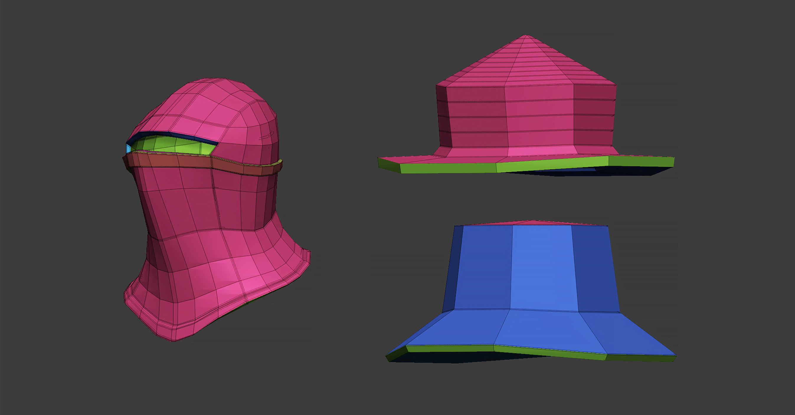30 Low poly medieval fantasy helmets base mesh shapes IMM brush 3D model | CGTrader