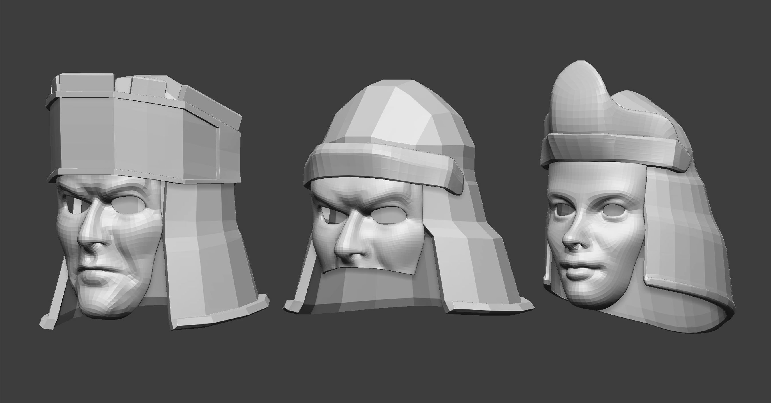 30 Low poly medieval fantasy helmets base mesh shapes IMM brush 3D ...