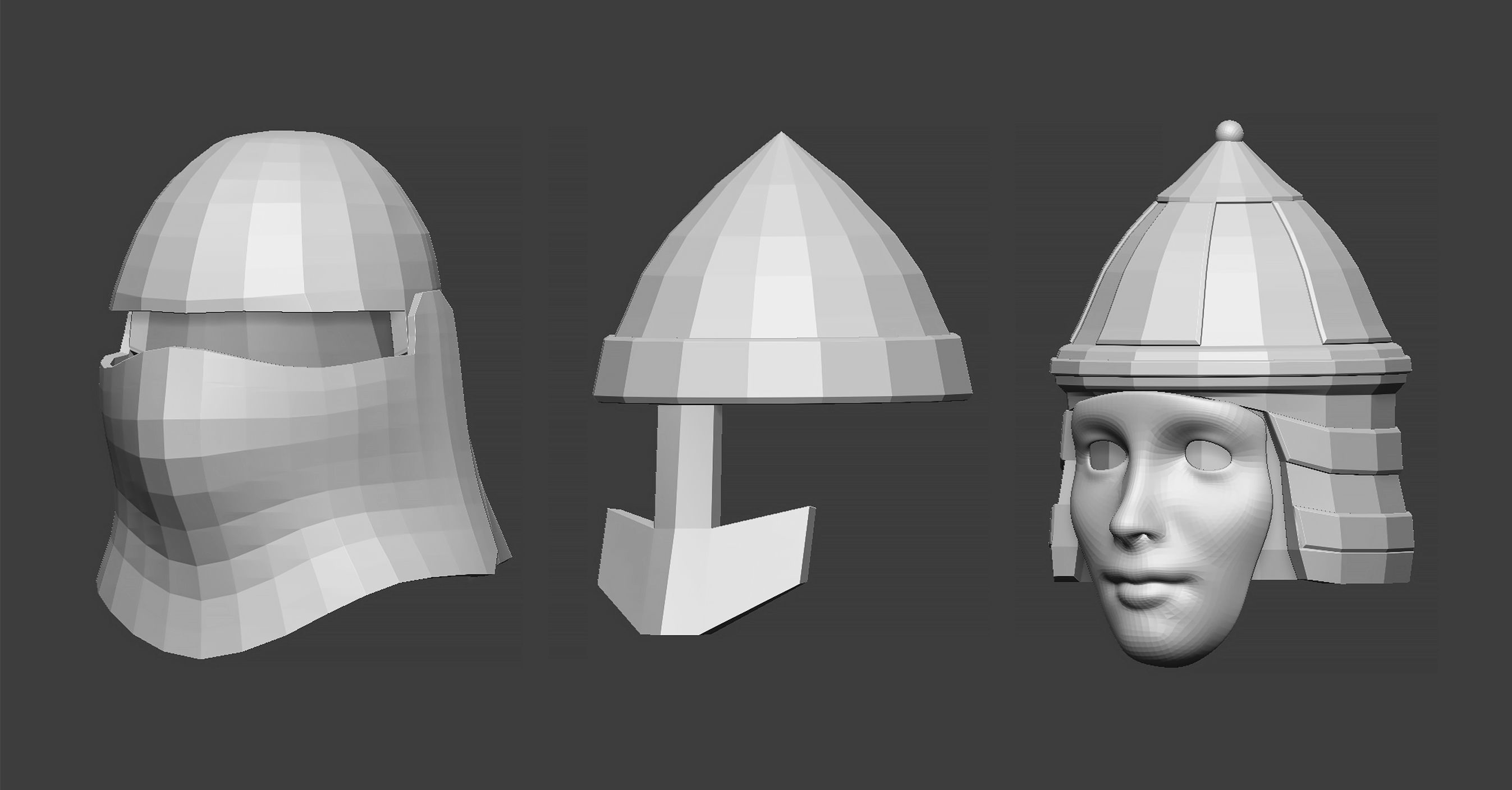 30 Low poly medieval fantasy helmets base mesh shapes IMM brush 3D ...
