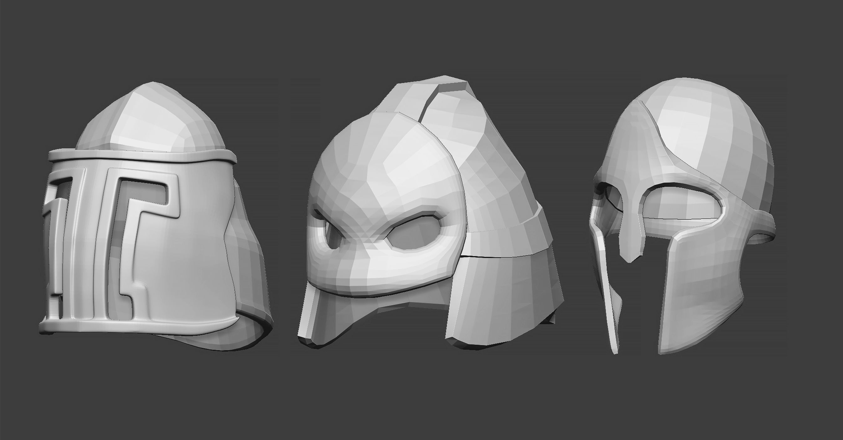 30 Low poly medieval fantasy helmets base mesh shapes IMM brush 3D ...