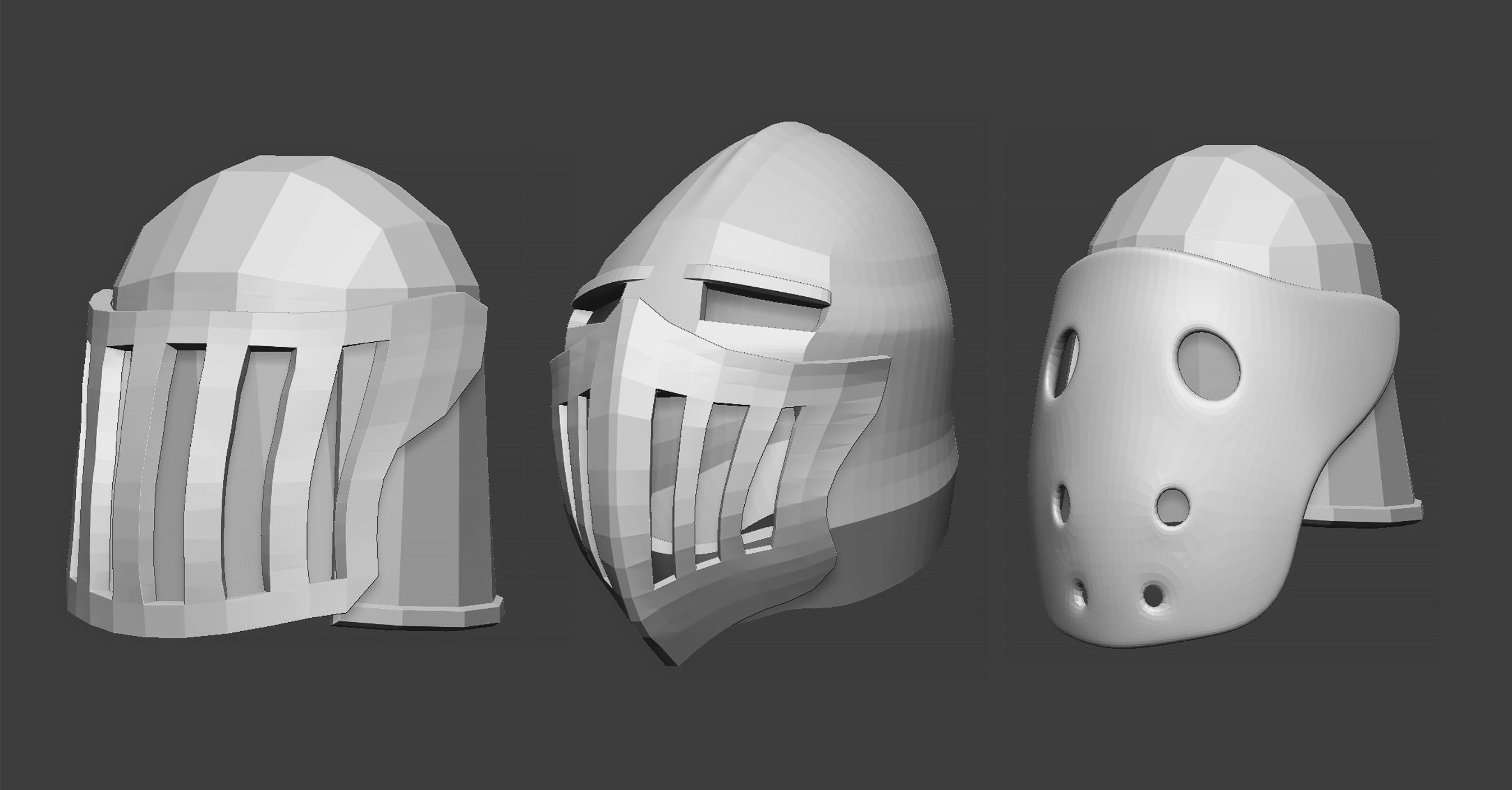 30 Low poly medieval fantasy helmets base mesh shapes IMM brush 3D ...