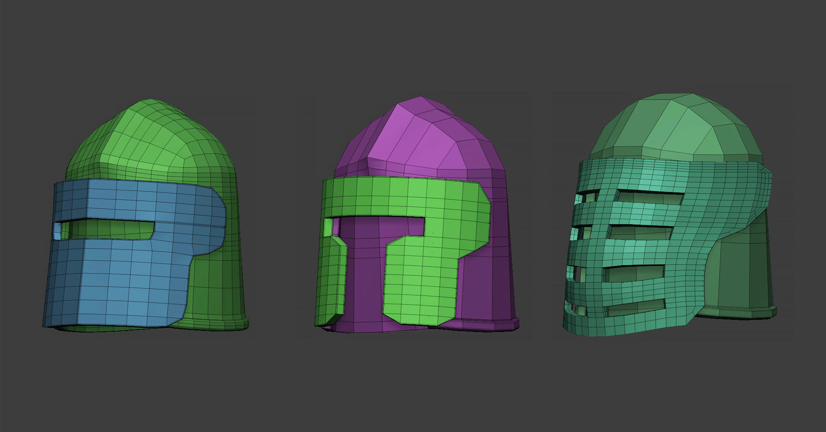 30 Low poly medieval fantasy helmets base mesh shapes IMM brush 3D ...