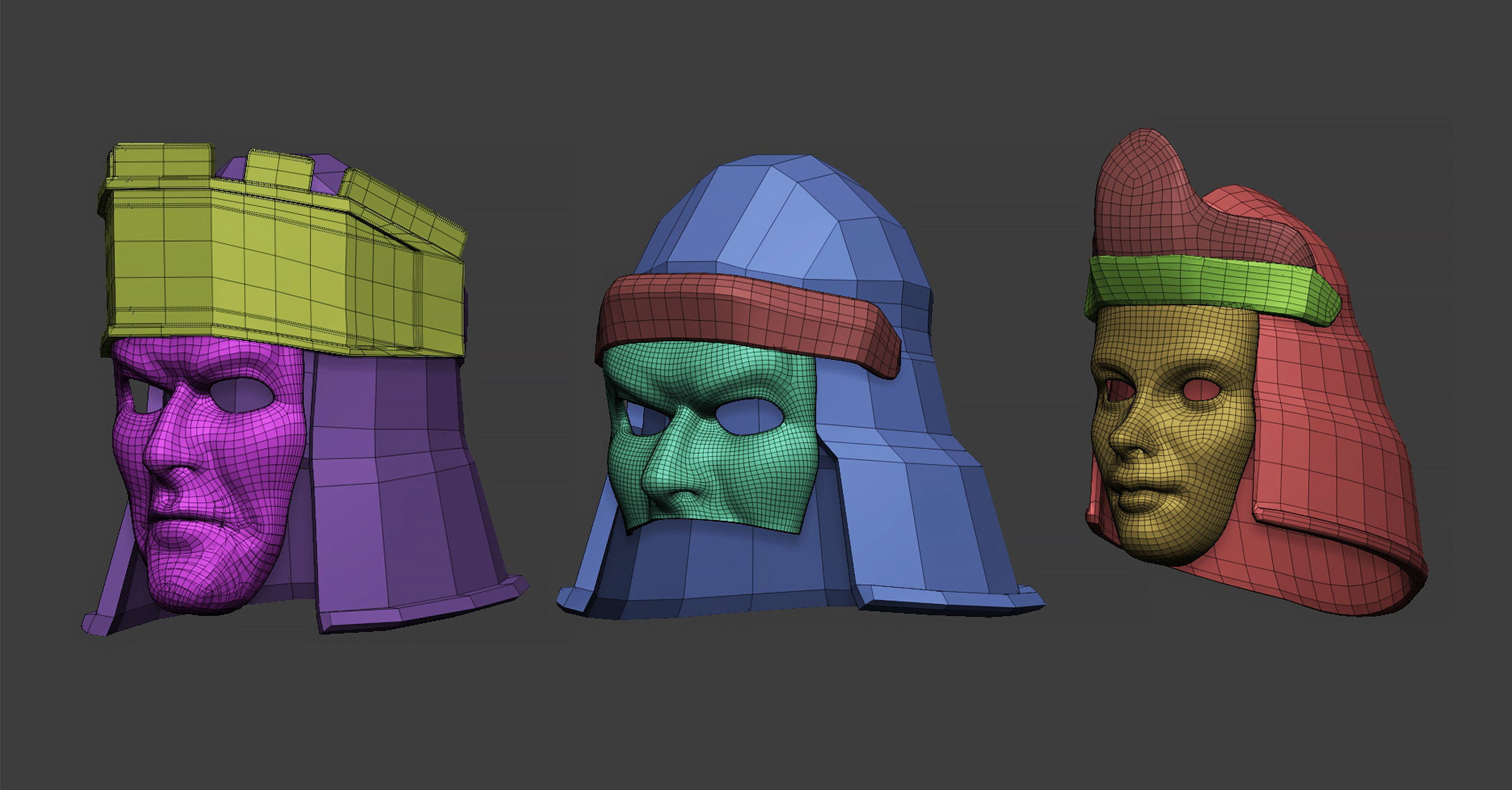 30 Low poly medieval fantasy helmets base mesh shapes IMM brush 3D ...