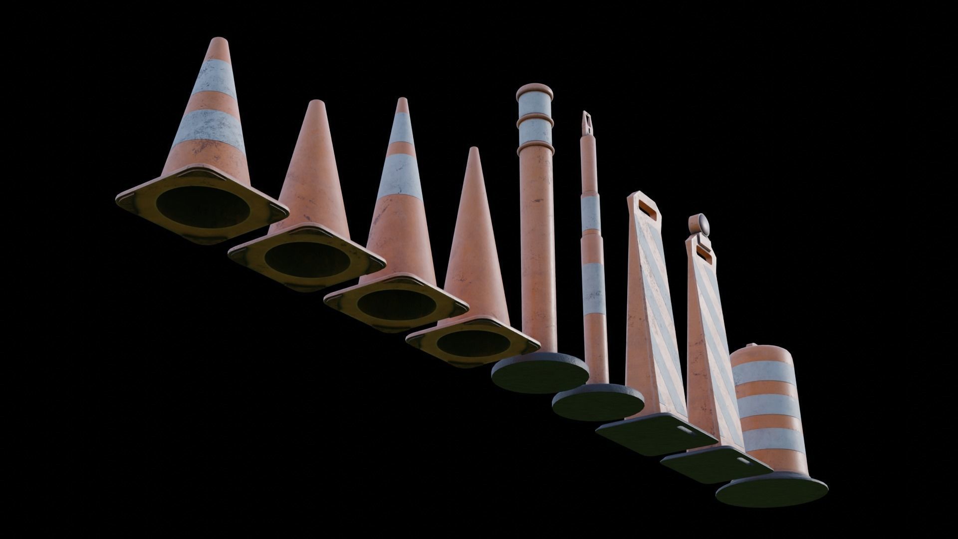 Traffic Cone and Construction Cone 9 set kit 4K 3D model | CGTrader