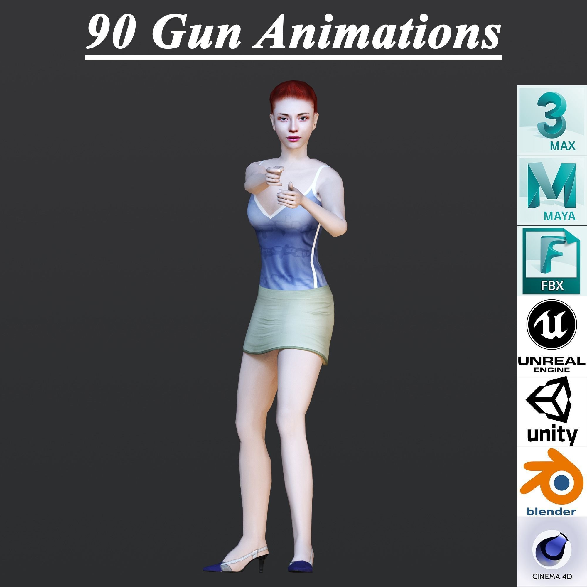 3D model 90 GUN ANIMATIONS VR / AR / low-poly | CGTrader