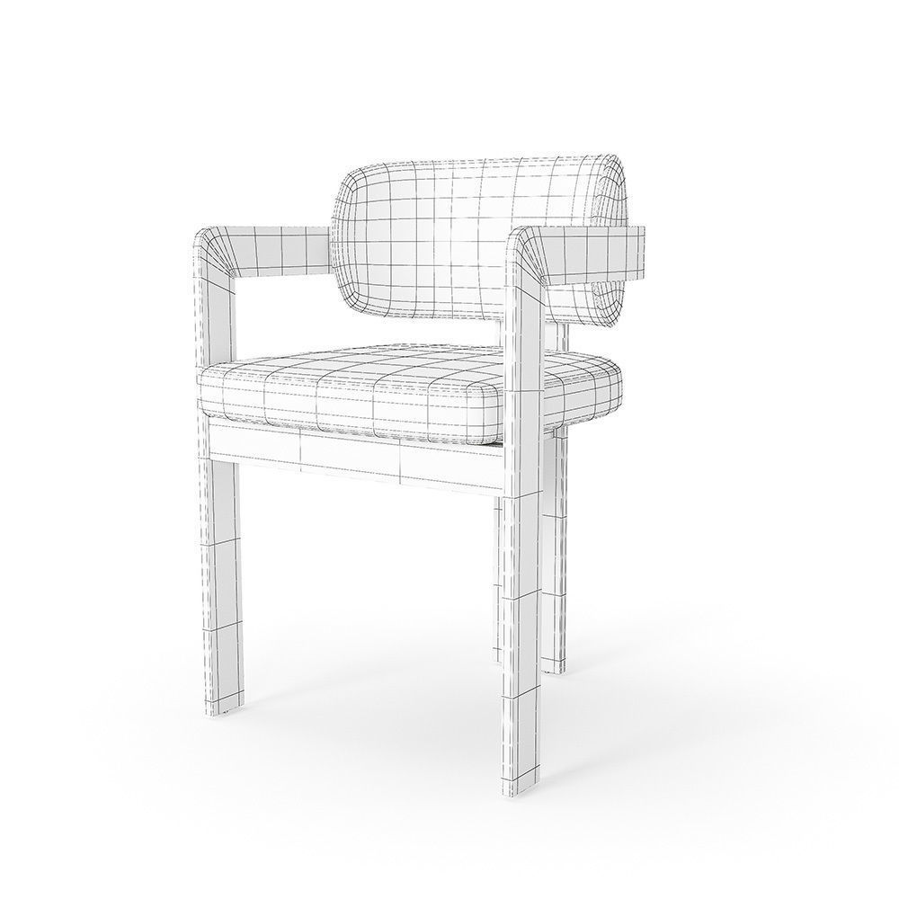 Boucle Curved Dining Chair 3D model | CGTrader