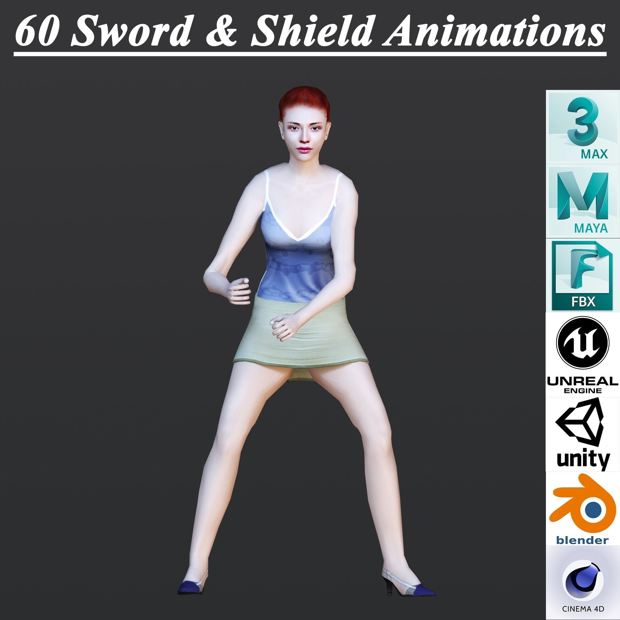 3D model 60 SWORD AND SHIELD ANIMATIONS VR / AR / low-poly | CGTrader