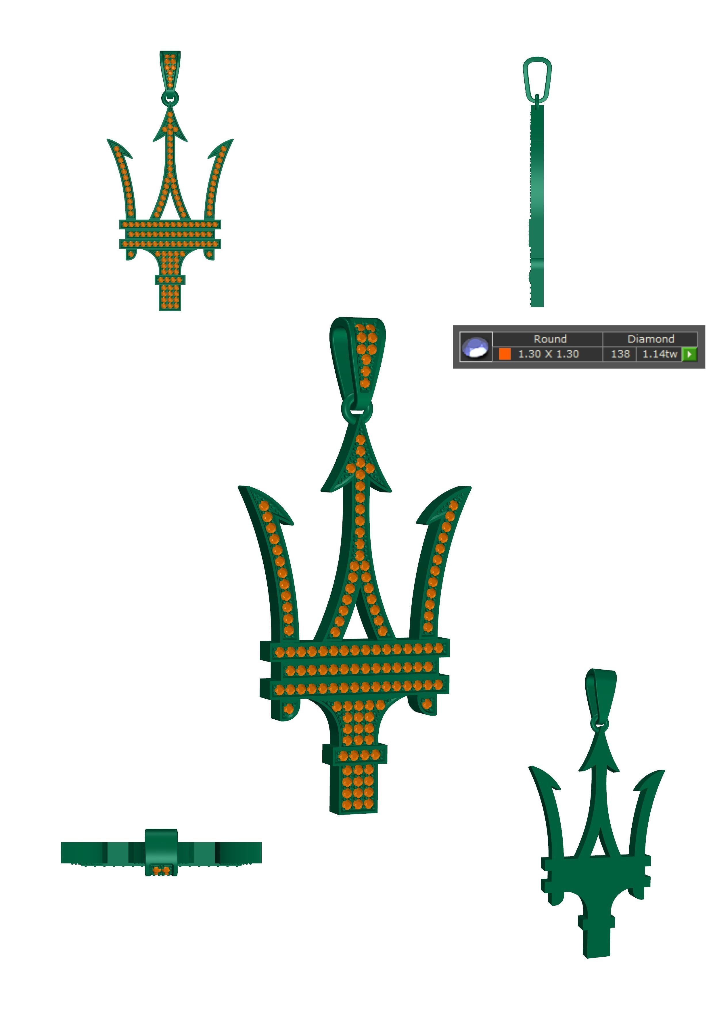 Maserati pendant 3D model 3D printable | CGTrader