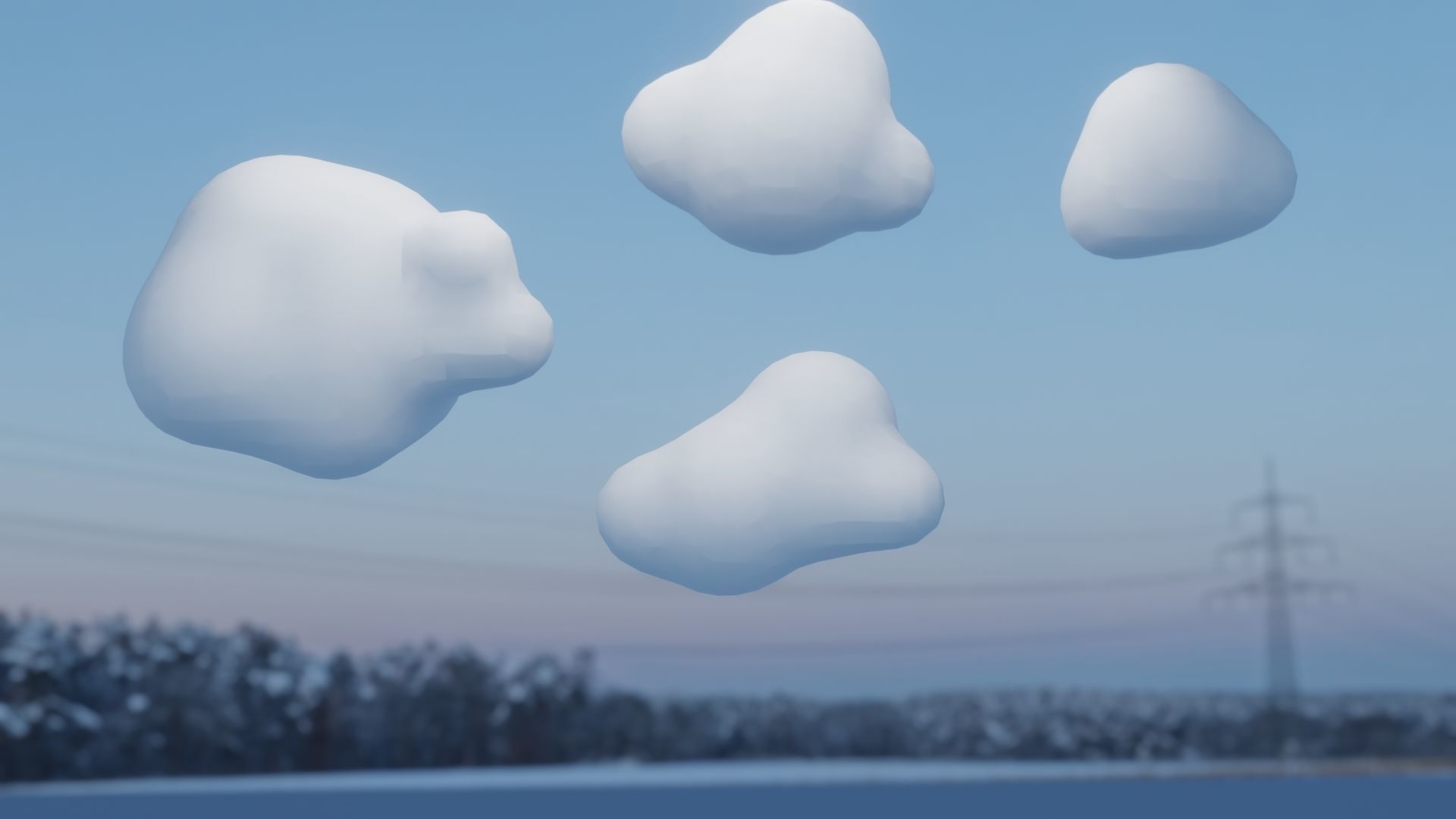 Clouds three snow balls floating in air free VR / AR / low-poly 3D ...