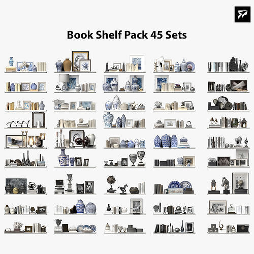 Book Shelf Pack 45 Sets 3D model | CGTrader