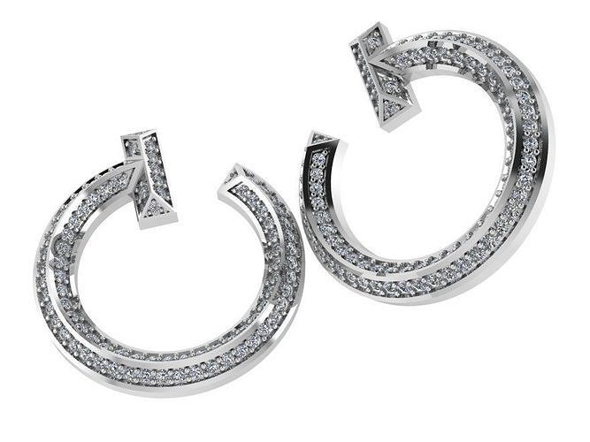 Rectangular Pyramid Circle Earrings 0520 3D model 3D printable | CGTrader