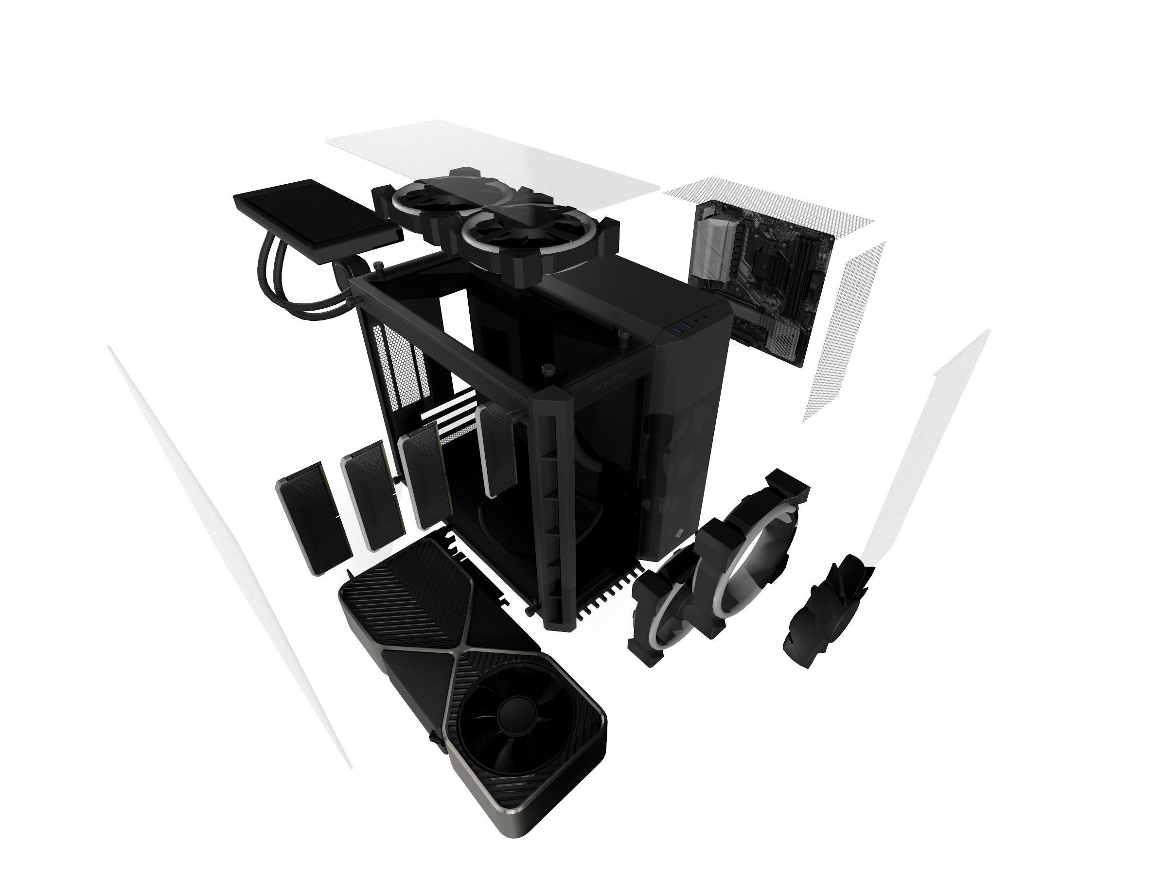 3D model CORSAIR Vengeance 6180 Gaming Computer VR / AR / low-poly ...