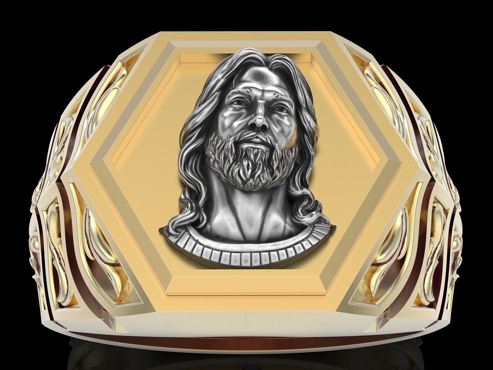 Jesus ring gold printable jewelry 3D model 3D model 3D printable | CGTrader