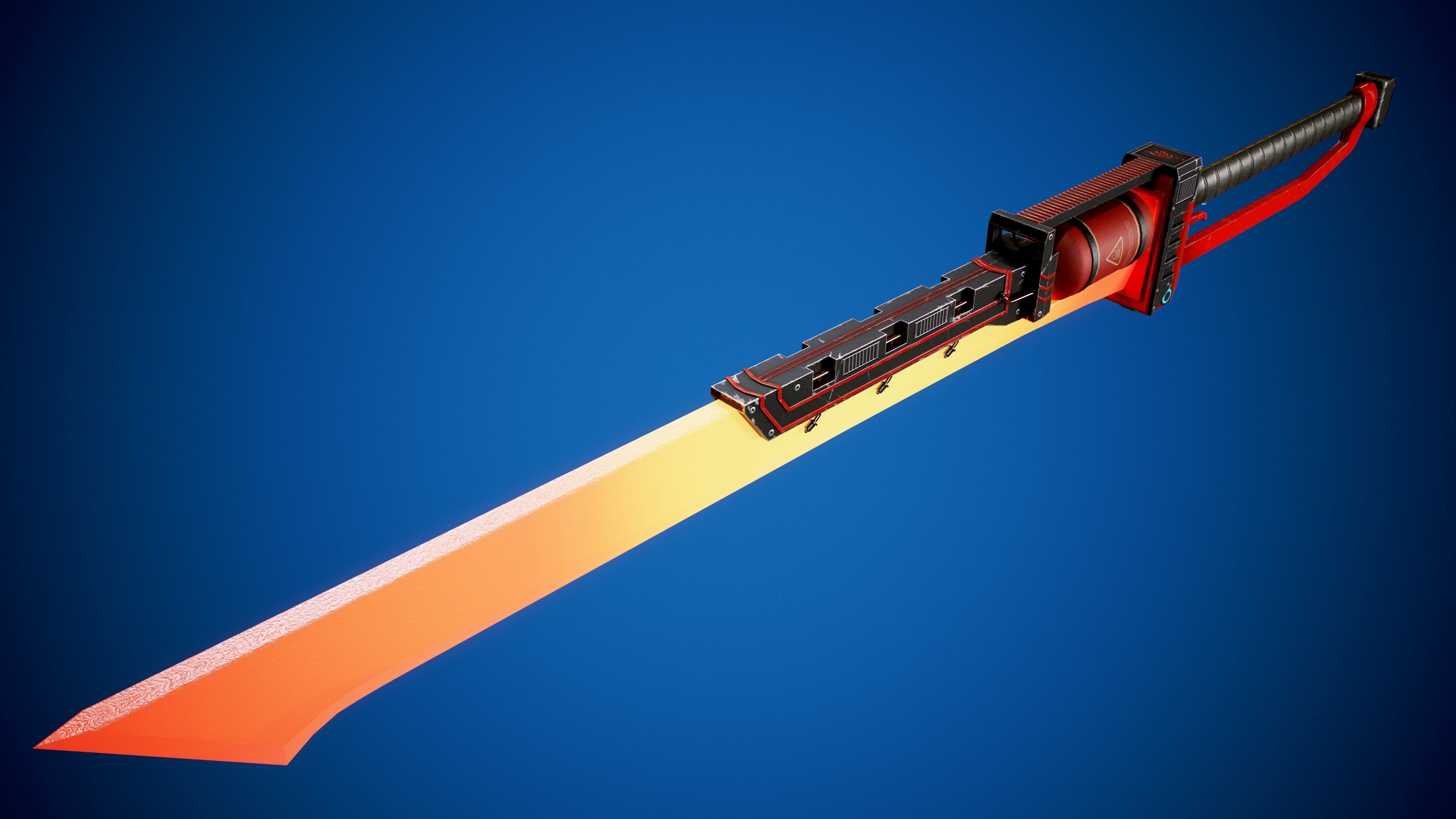 3D model Fire two-handed sword PBR low-poly game ready VR / AR / low ...