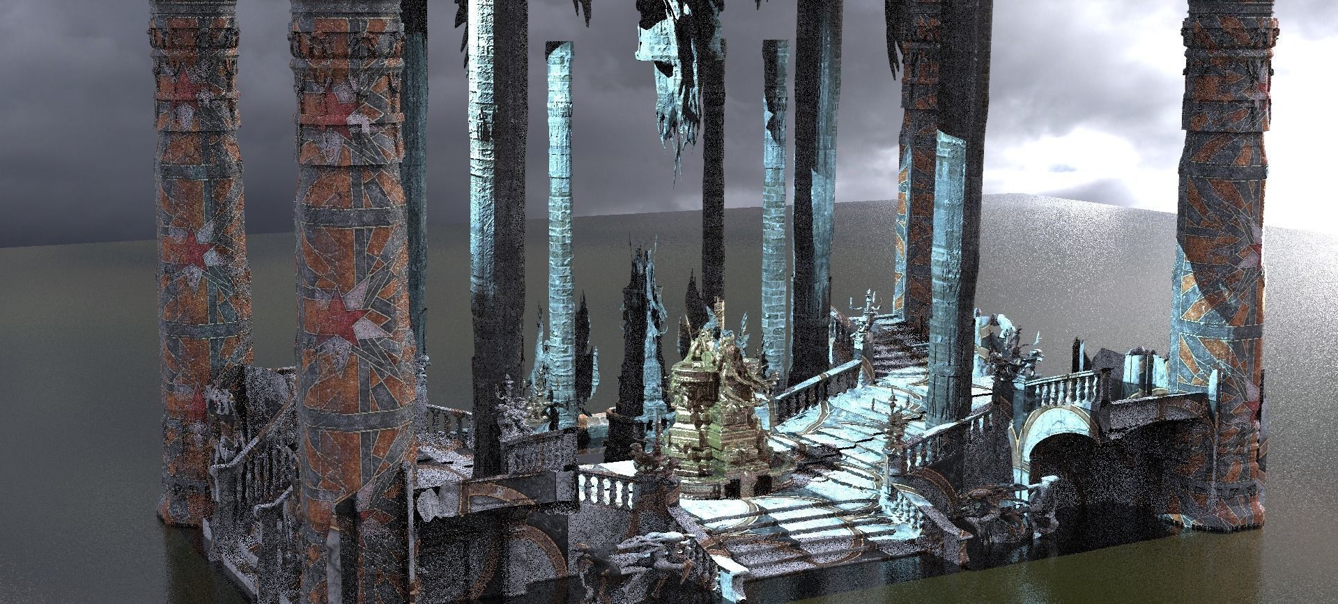 Exterior Temple platforms Cult Kit bash 3D model | CGTrader