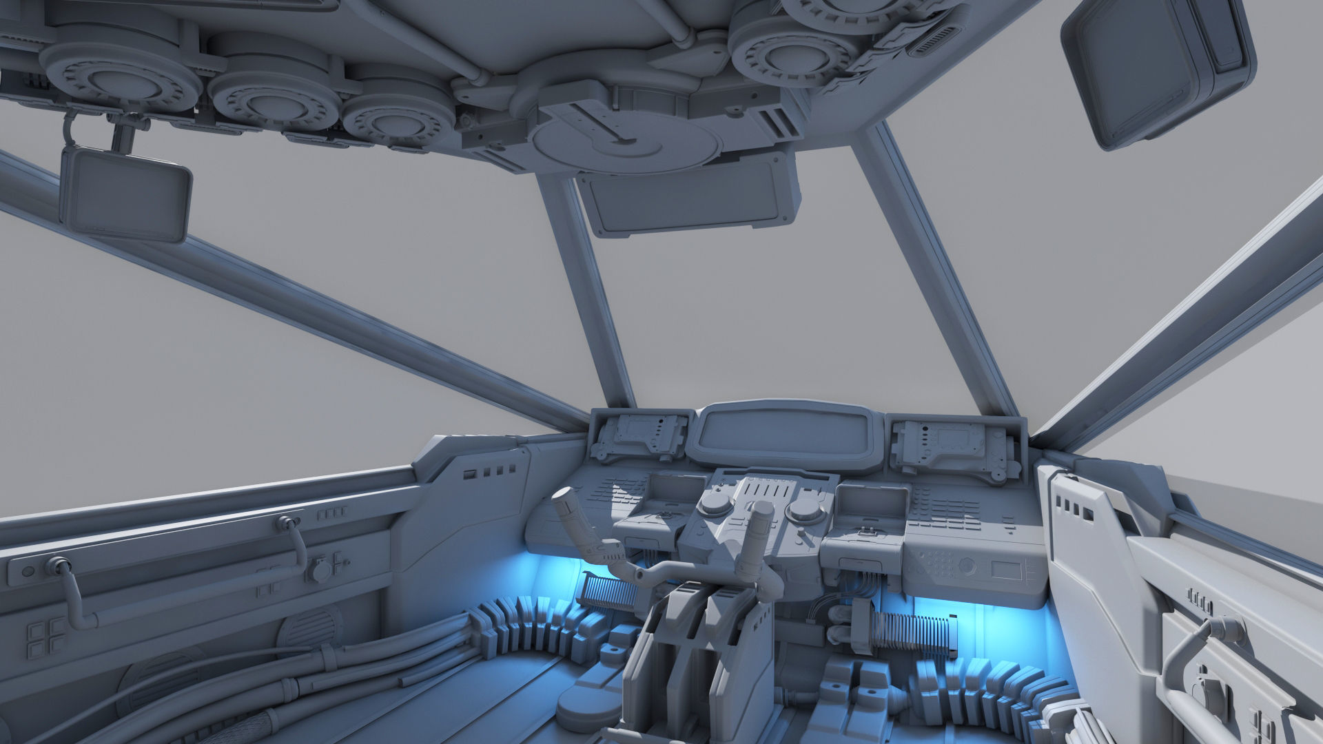 Spaceship Cockpit v3 3D model | CGTrader
