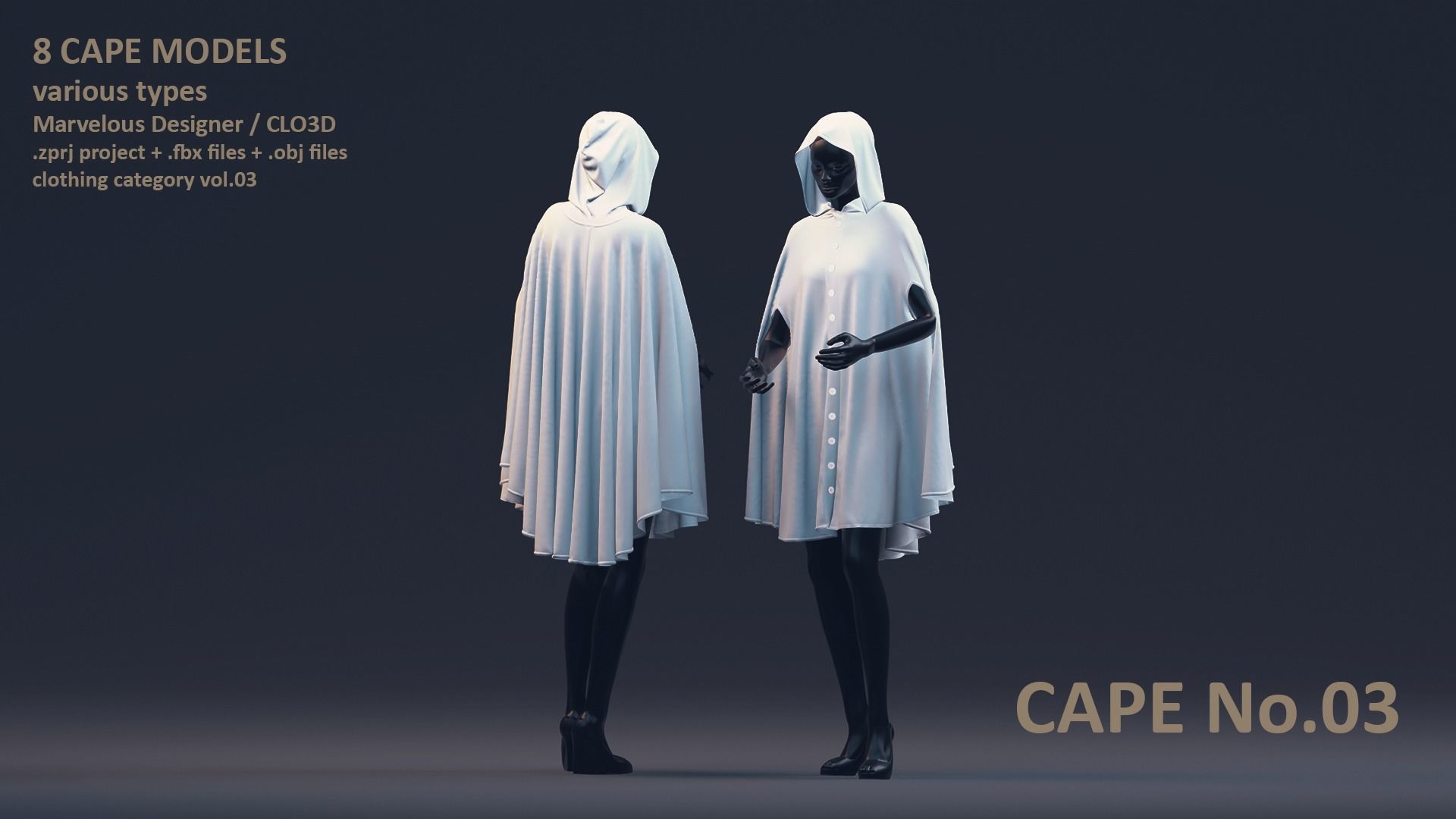 3D model 8 Cape MODELS for female and male Marvelous Designer CLO 3D VR ...