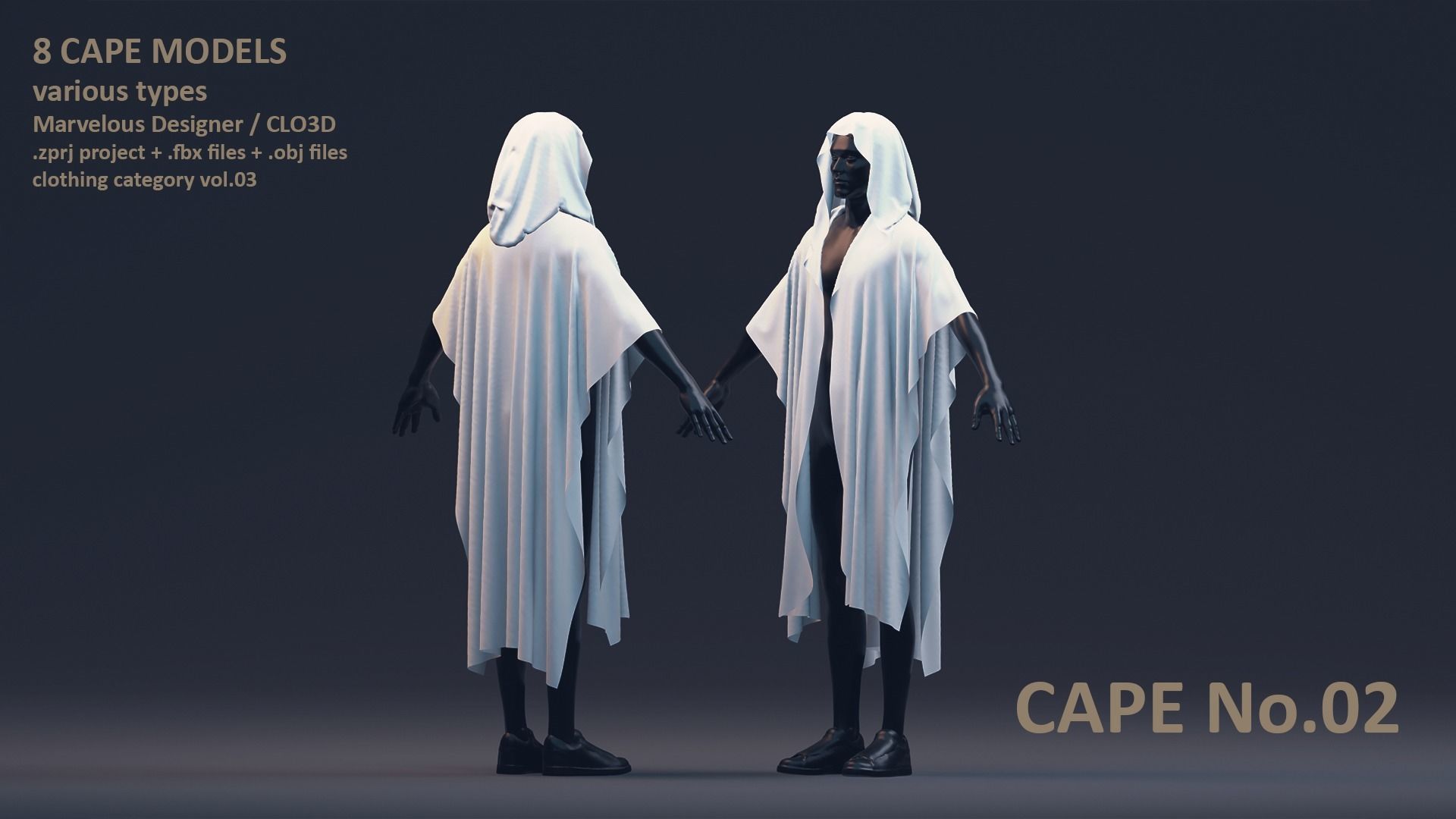 3D model 8 Cape MODELS for female and male Marvelous Designer CLO 3D VR ...