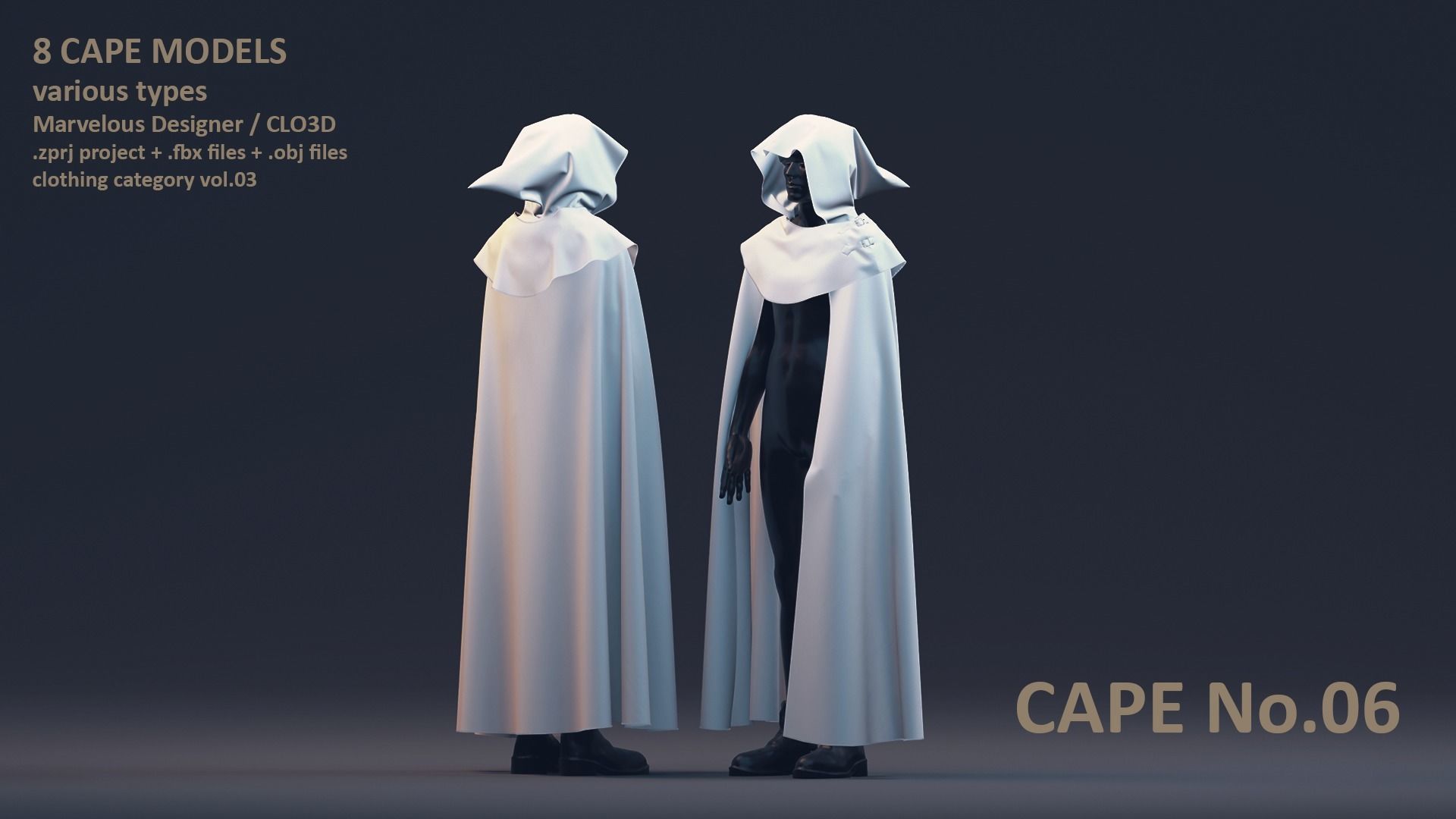 3D model 8 Cape MODELS for female and male Marvelous Designer CLO 3D VR ...