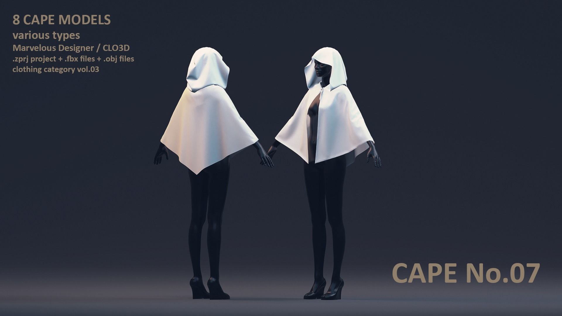 3D model 8 Cape MODELS for female and male Marvelous Designer CLO 3D VR ...
