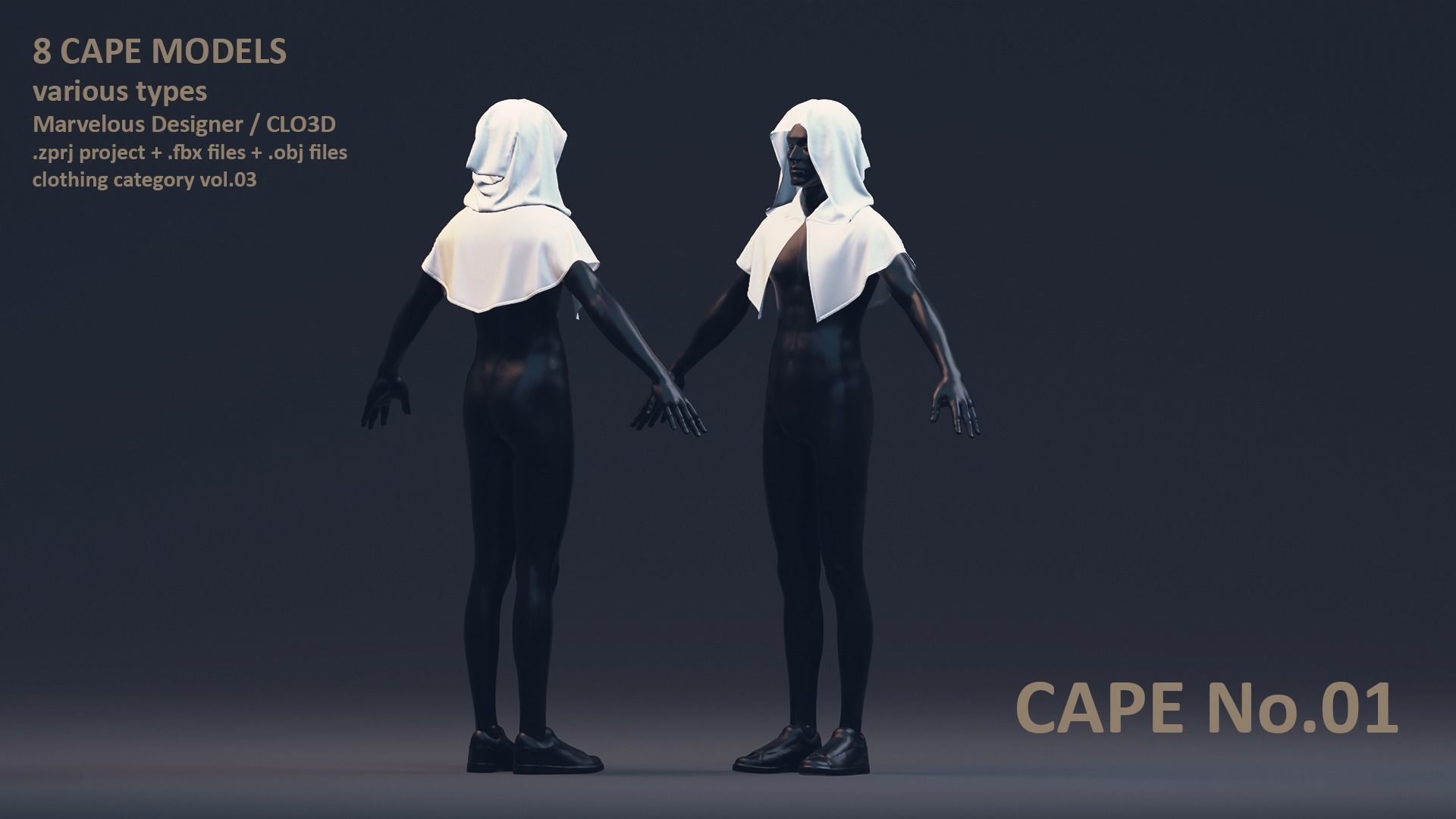 3D model 8 Cape MODELS for female and male Marvelous Designer CLO 3D VR ...