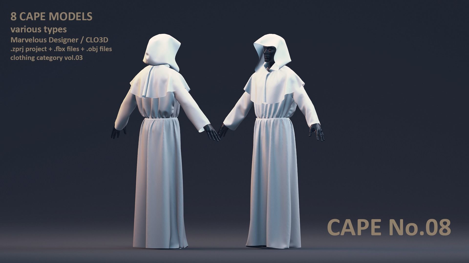 3D model 8 Cape MODELS for female and male Marvelous Designer CLO 3D VR ...