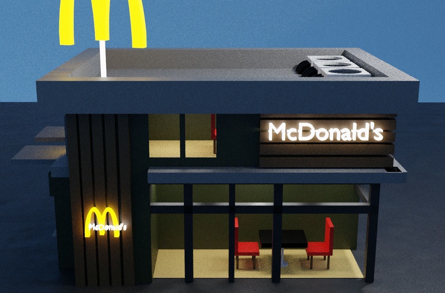 3D model MCdonalds restaurant low poly VR / AR / low-poly | CGTrader